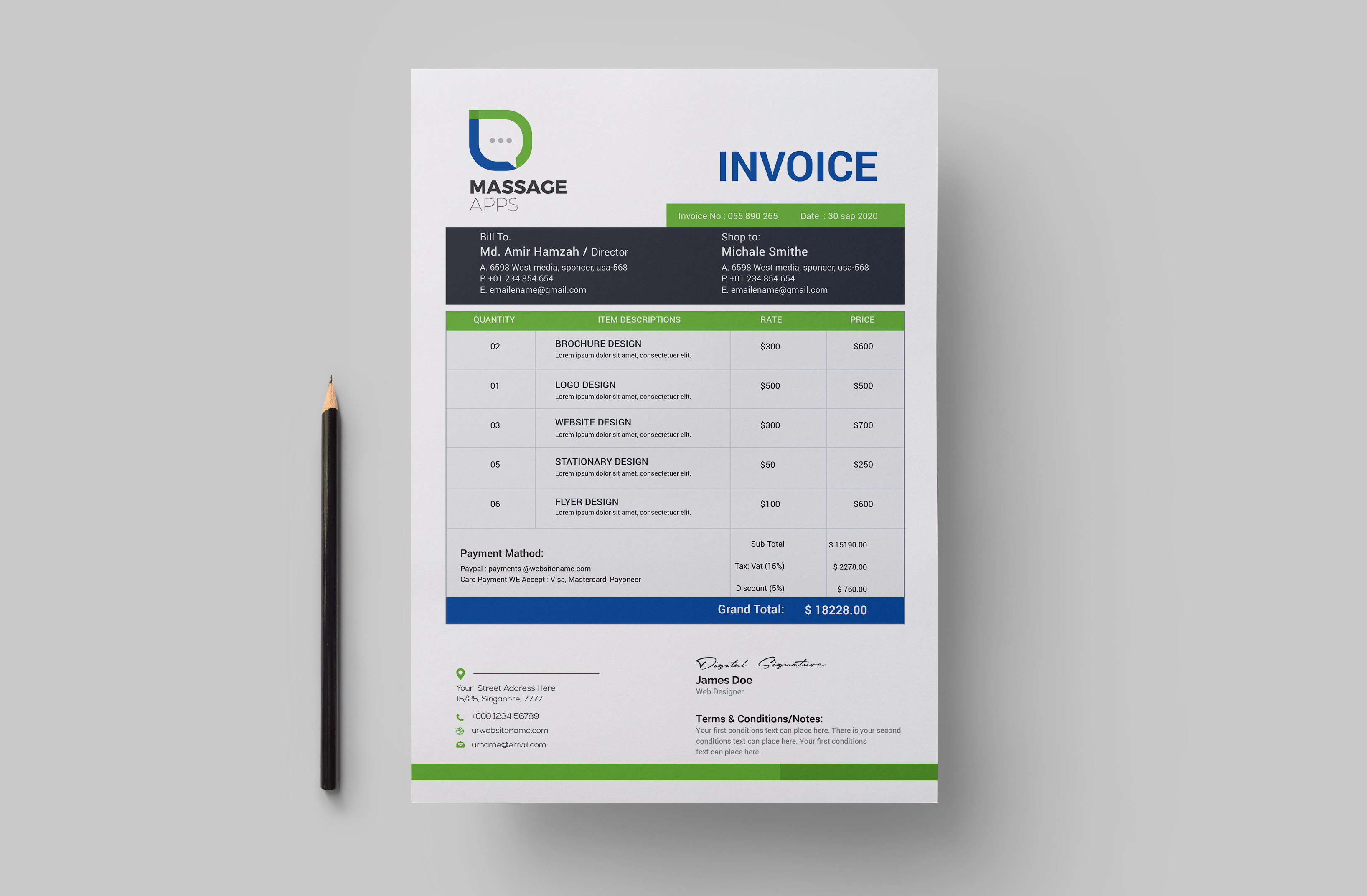 Invoice, a Stationery Template by GenerousArt