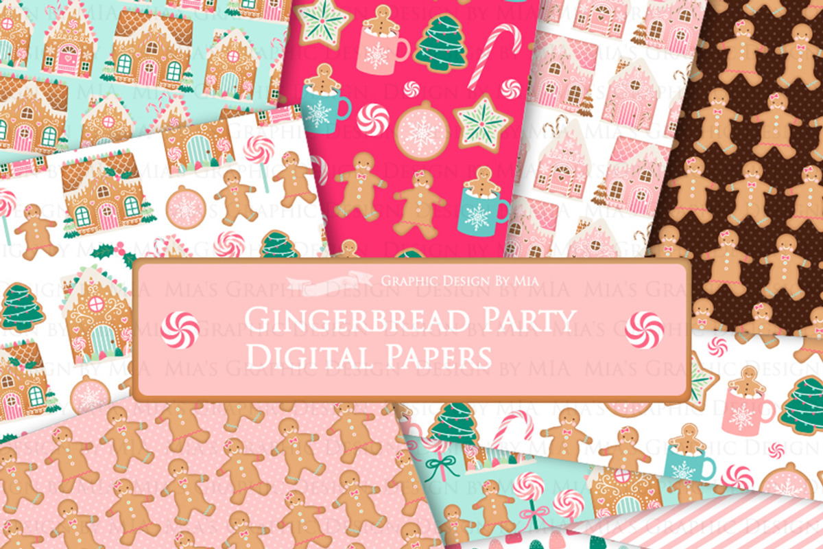 Gingerbread Clipart+Pattern set, an Illustration by Mia's Graphic Design
