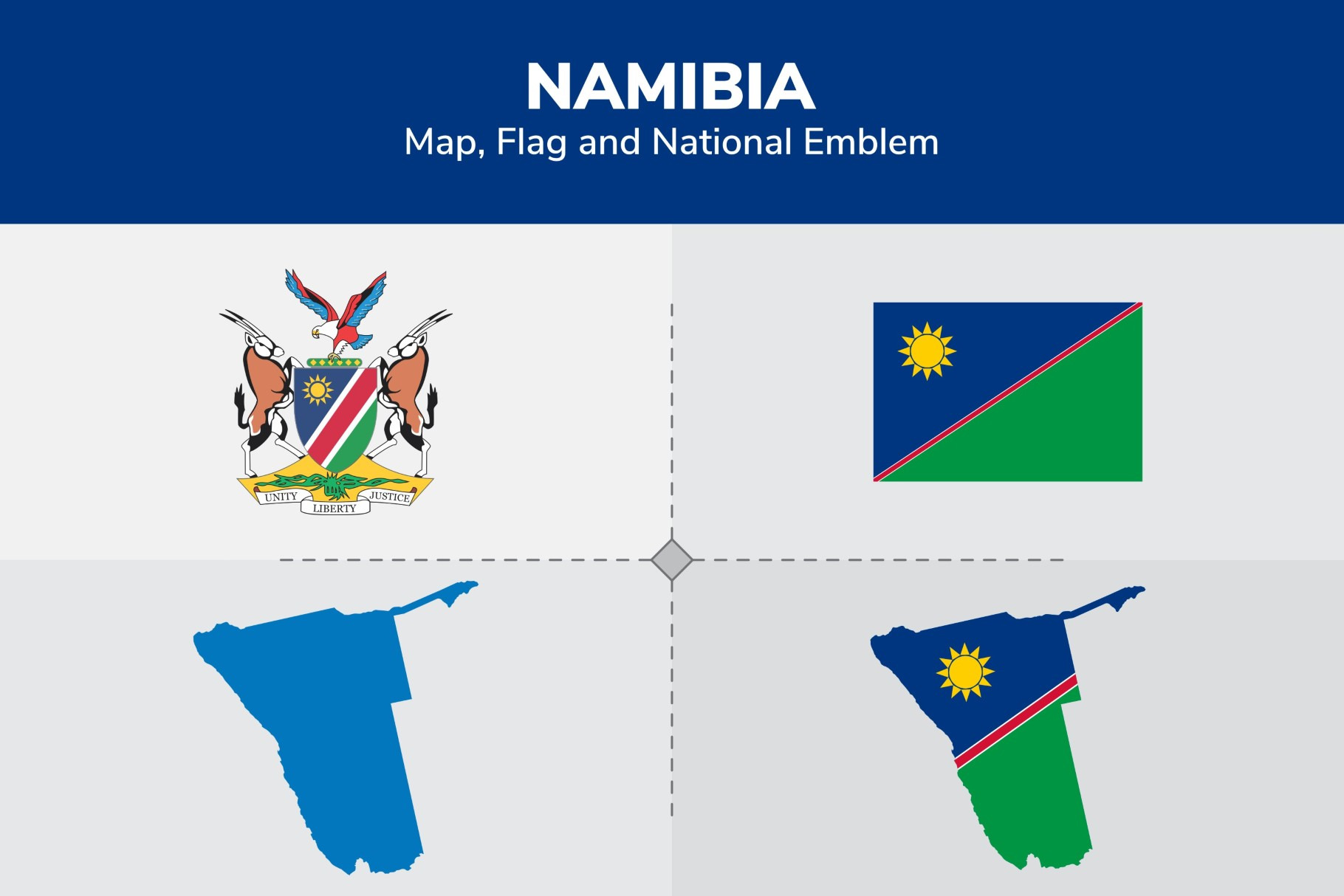 Namibia Map, Flag & National Emblem | Object Illustrations ~ Creative ...