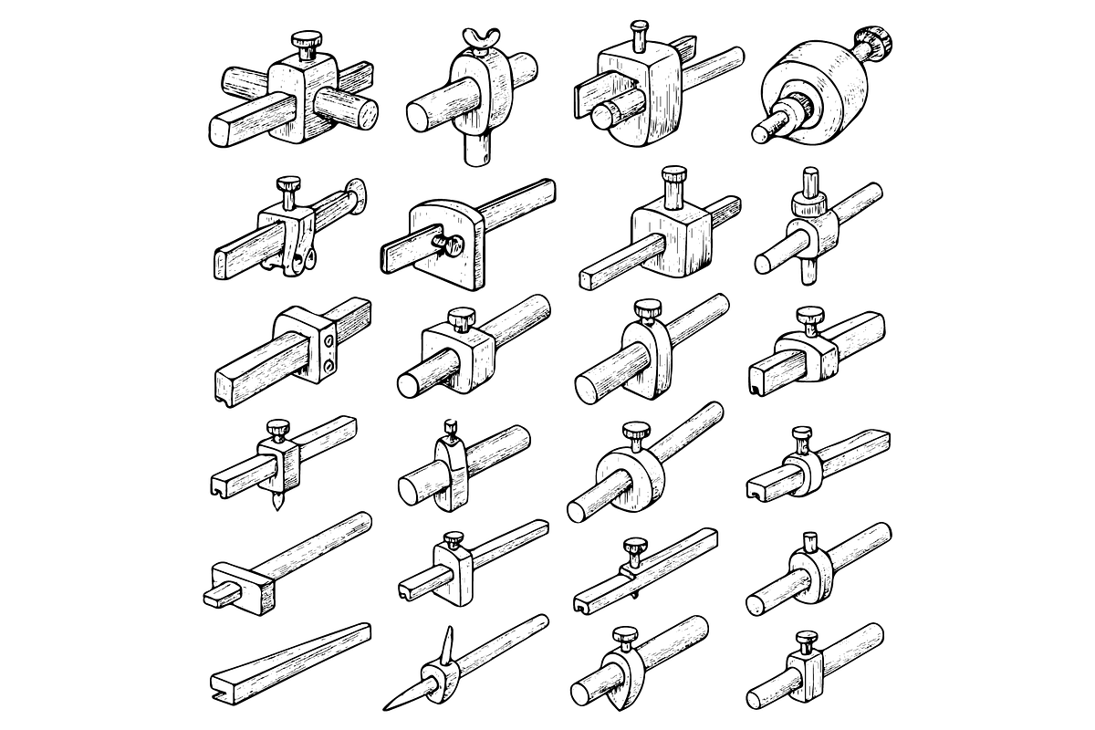 Wooden Clamps Jigs Tools, an Object Graphic by RT Studio