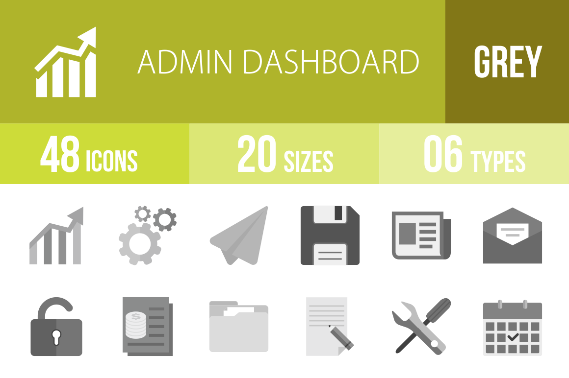 48 Admin Dashboard Greyscale Icons, an Icon by IconBunny | Creative Market