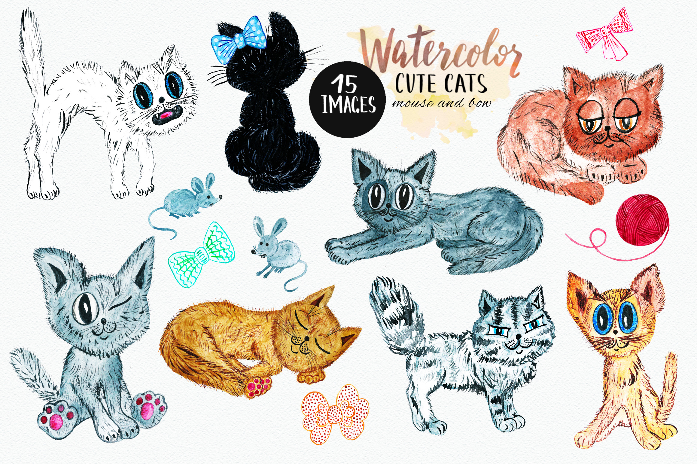 Watercolor Cute Cats Clipart, a Graphic by Liliya_K