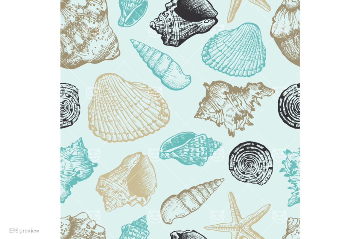 Sea Shells Pattern, a Pattern Graphic by kotoffei | Creative Market