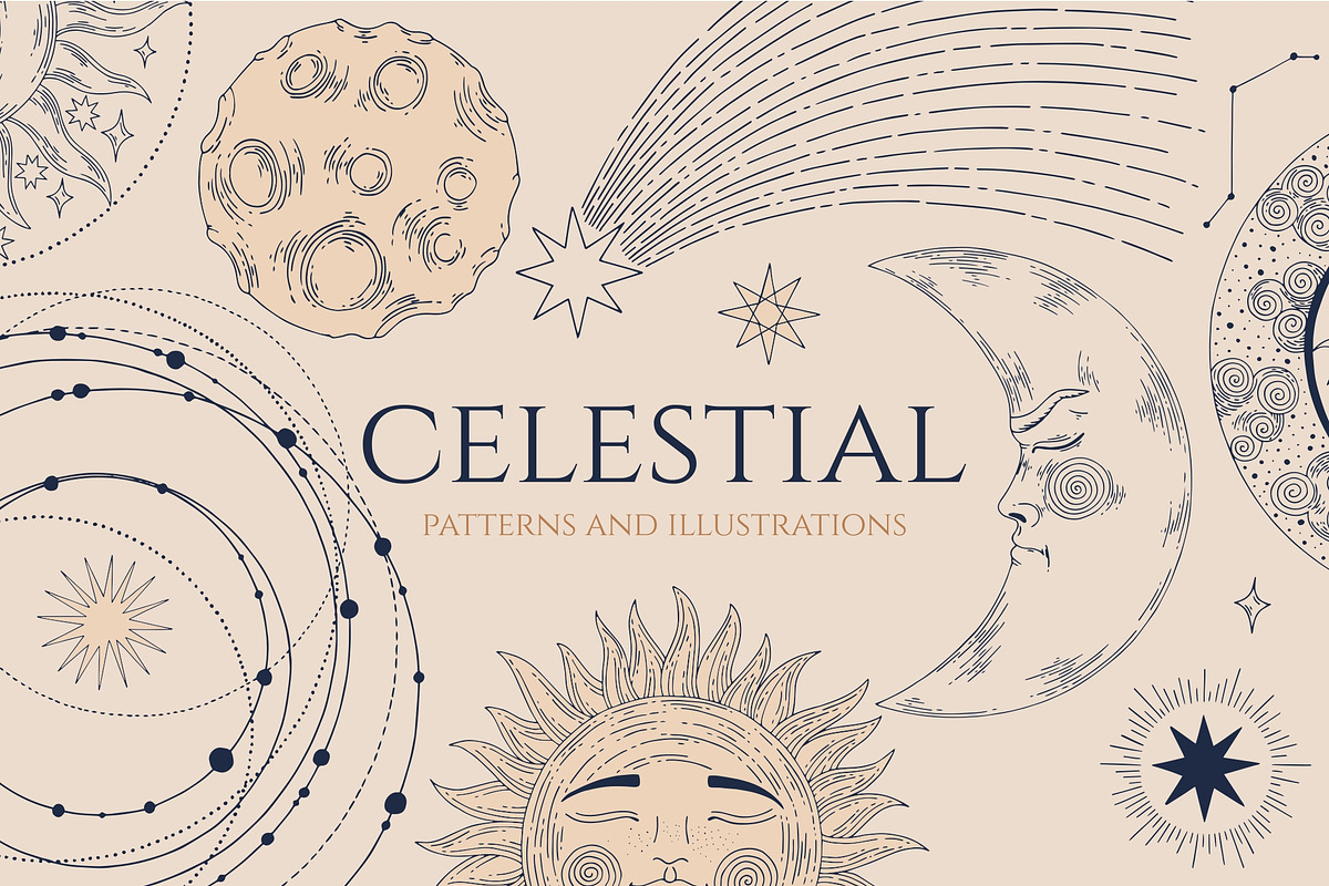 Celestial patterns, a Pattern Graphic by Elona Laff