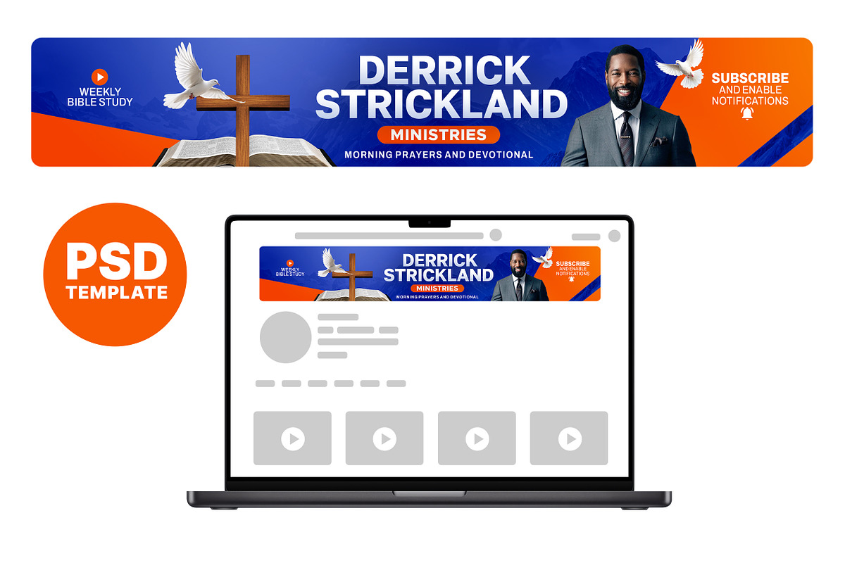 Church Ministry YouTube banner PSD | Creative Market