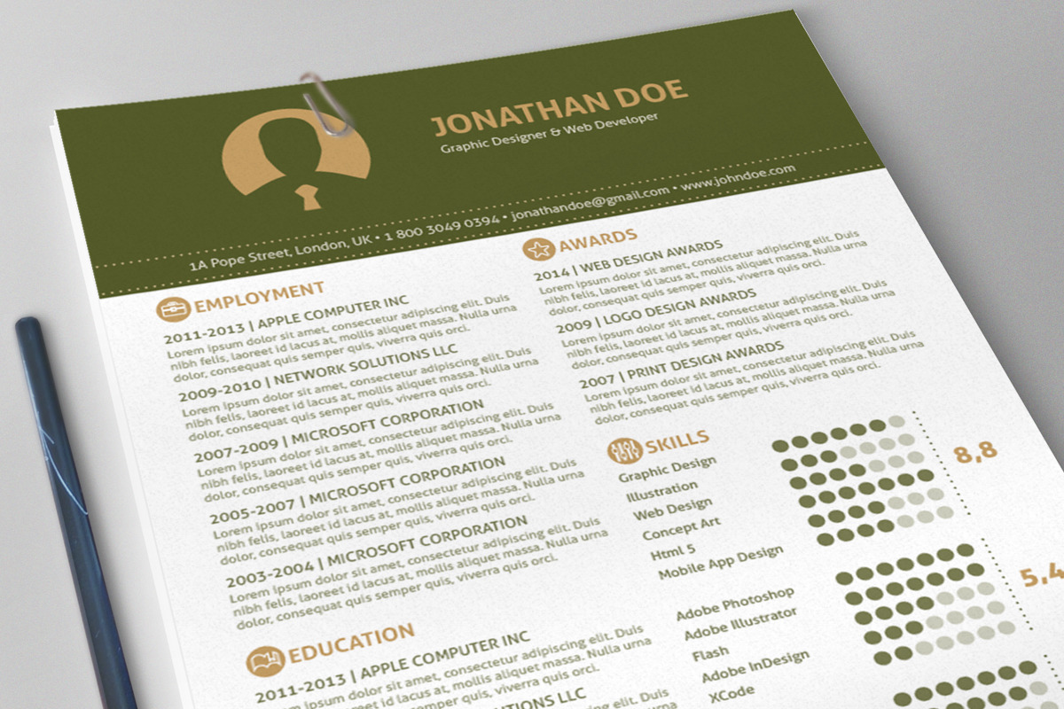 Flat Resume, a Resume Template by Imagine Design