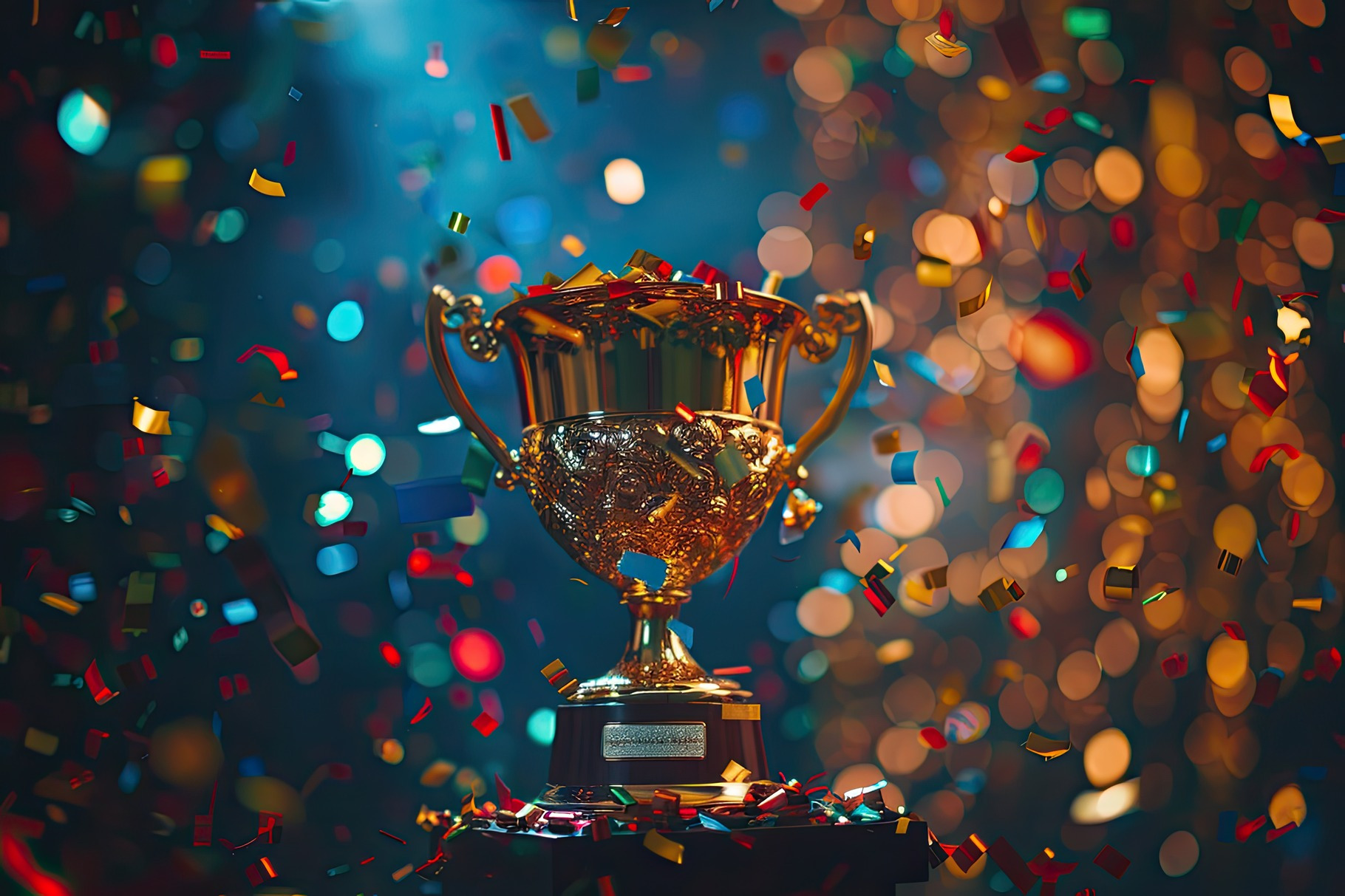 Trophy with Confetti Shower, a Background Photo by Virgo Studio ...