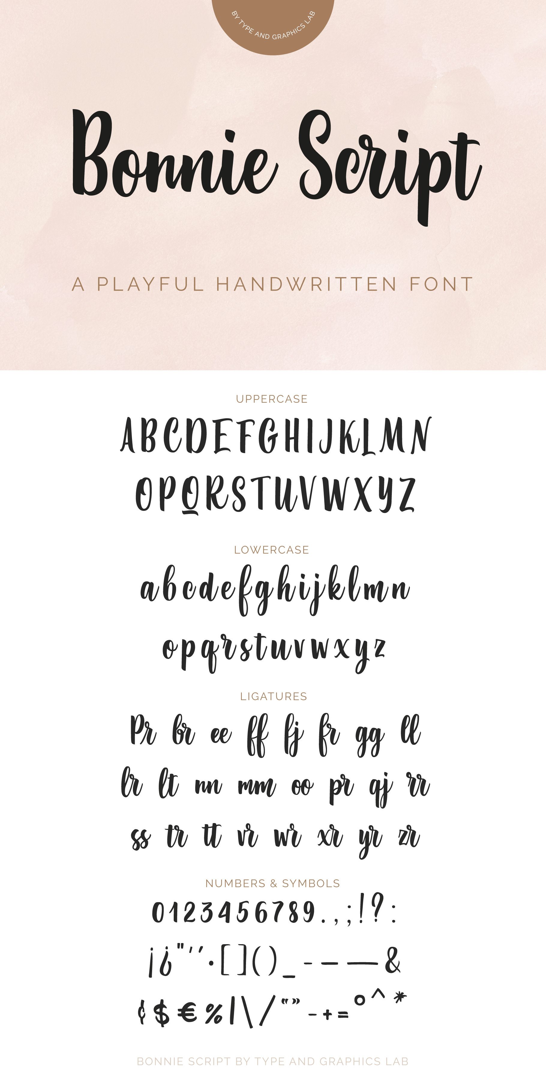 Bonnie Script, a Script Font by Type and Graphics Studio