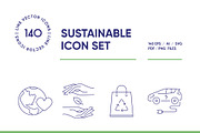 Sustainable Packaging Line Icon Set