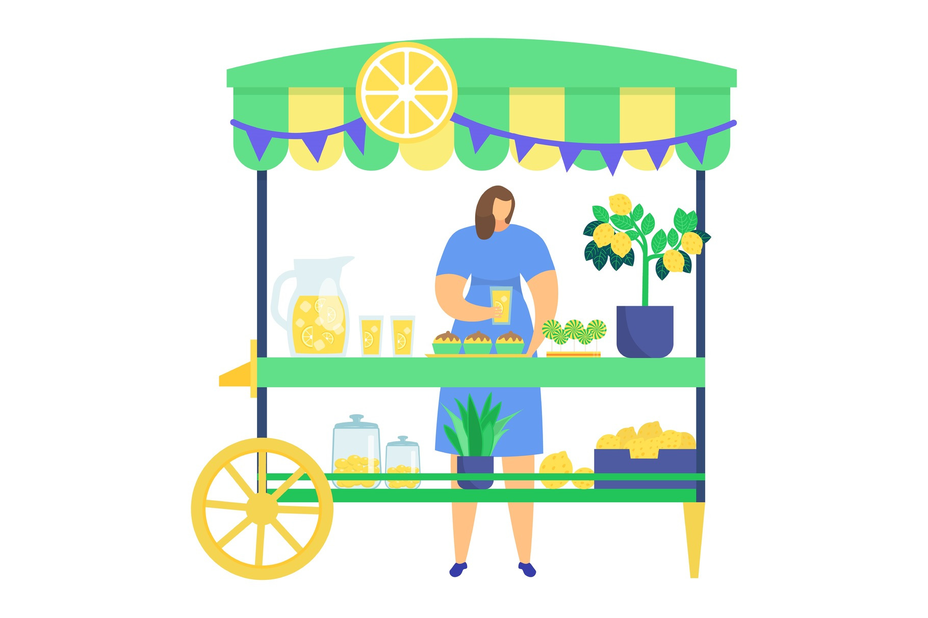 Woman character sell homemade | Decorative Illustrations ~ Creative Market