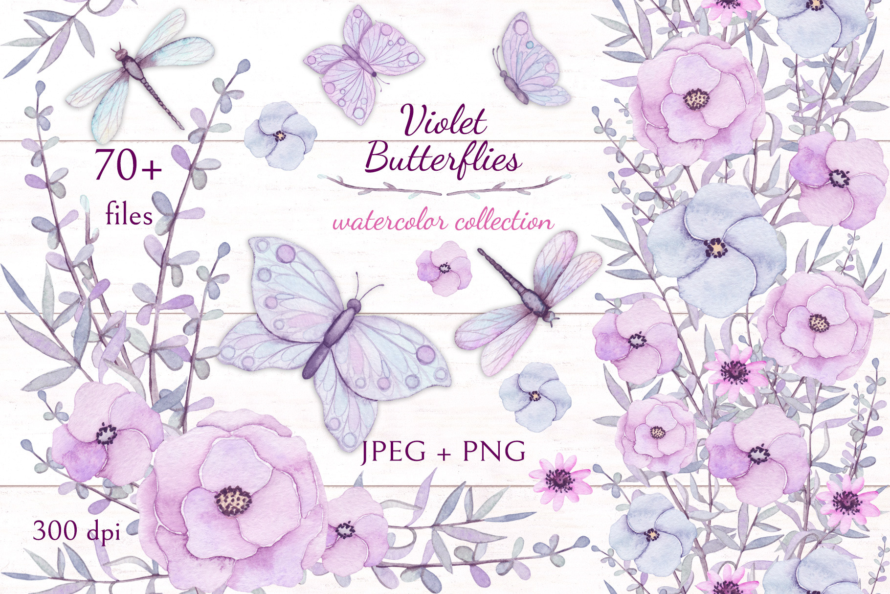 Violet Butterflies, an Illustration by Salted Galaxy