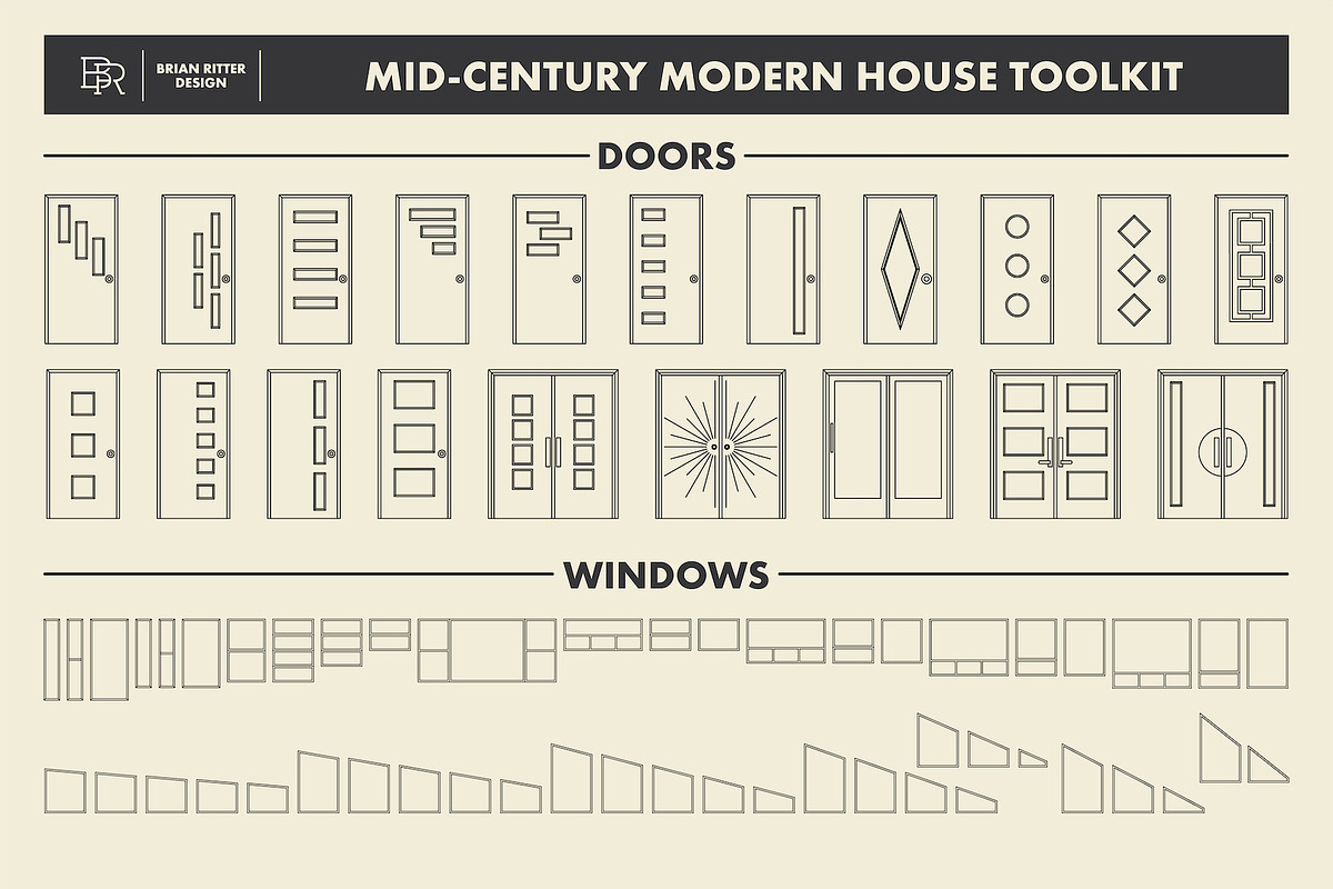 Mid-Century Modern House Toolkit, a Brush Add-On by Brian Ritter Design