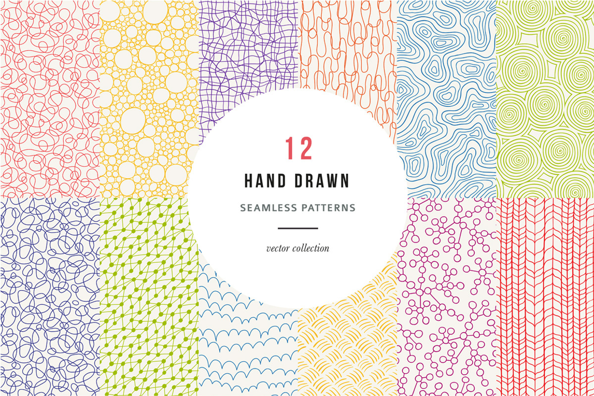 Seamless hand drawn patterns, a Pattern Graphic by Magnia