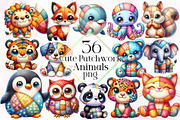 Cute Patchwork Animals Clipart PNG, a Work Illustration by Dream Creation