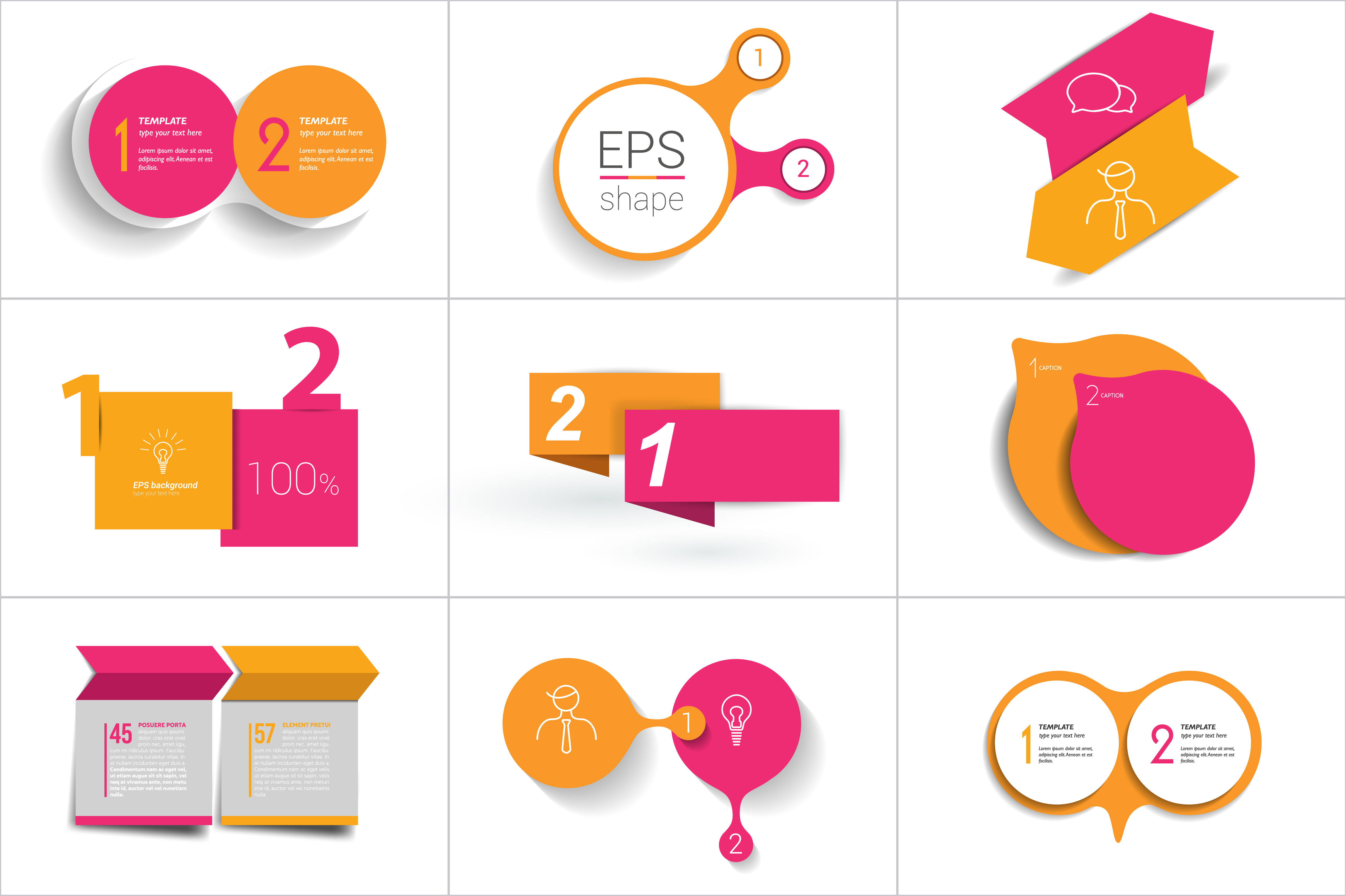 Mega set of Two elements banner, a Work Illustration by VectorAN ...