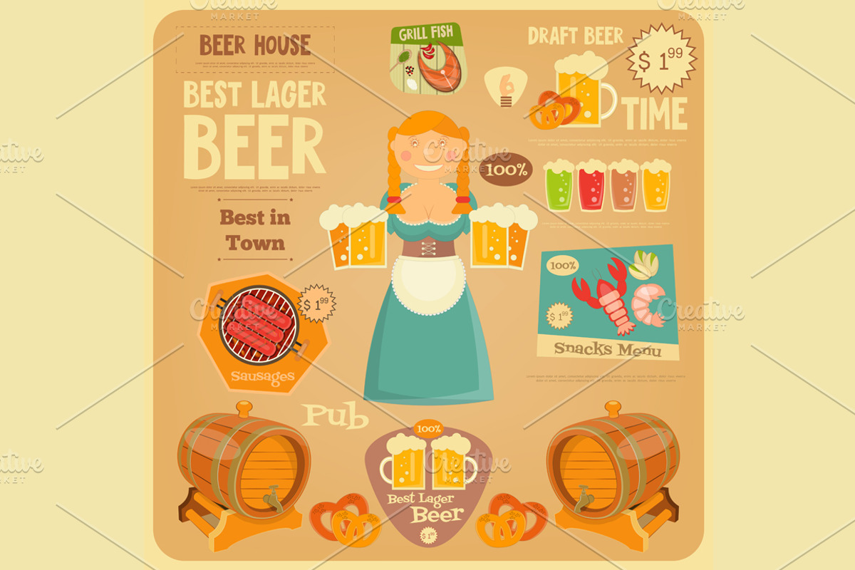 Beer Poster, a Food Illustration by ELFIVETROV DESIGN