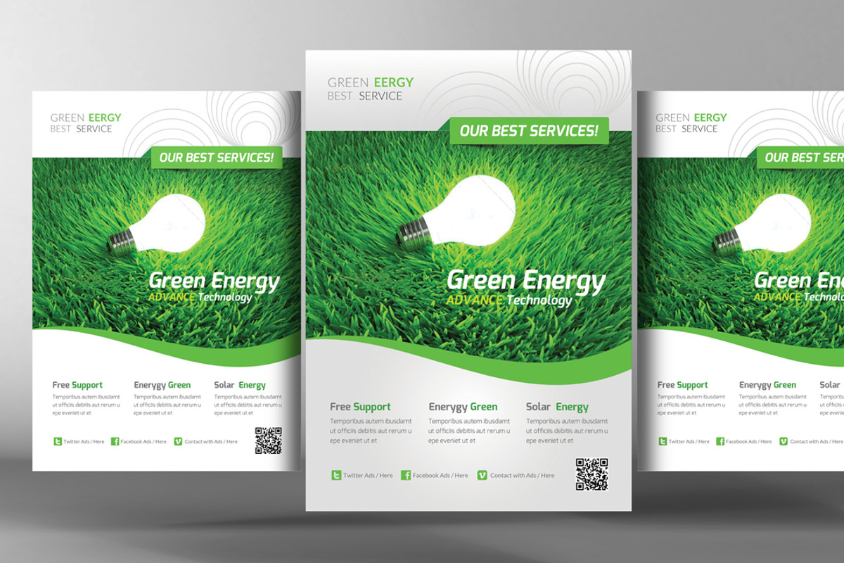 Green Energy Flyer Template, a Flyer Template by graphicforest