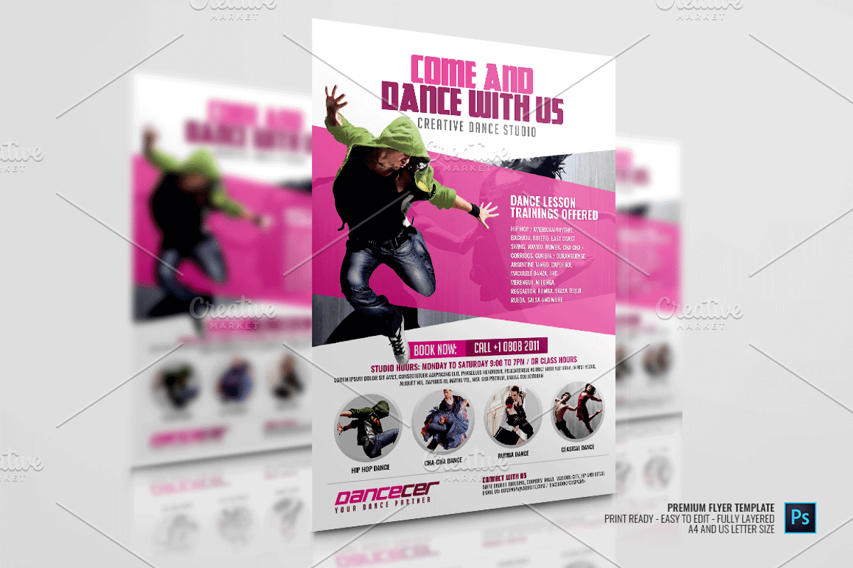 Dance Studio Promotion Flyer, a Flyer Template by PSDPixel