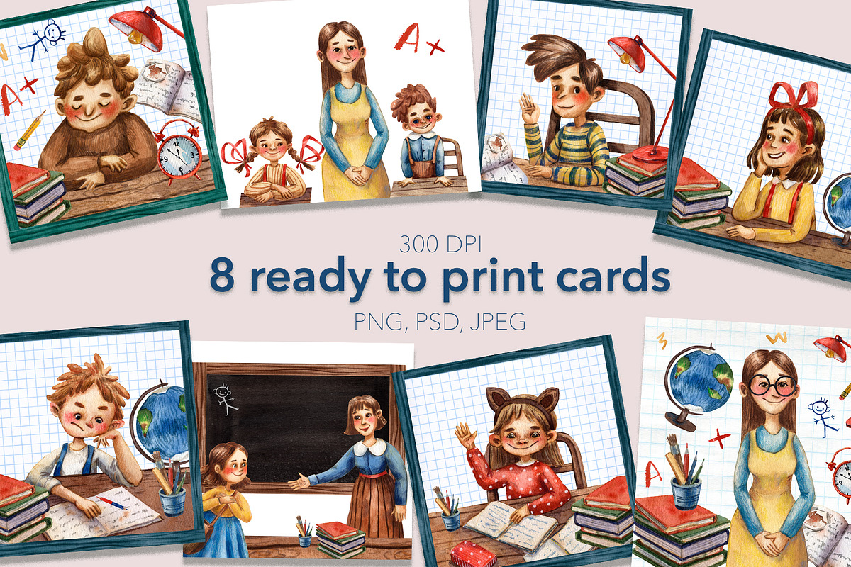 Little Students - Watercolor Clipart