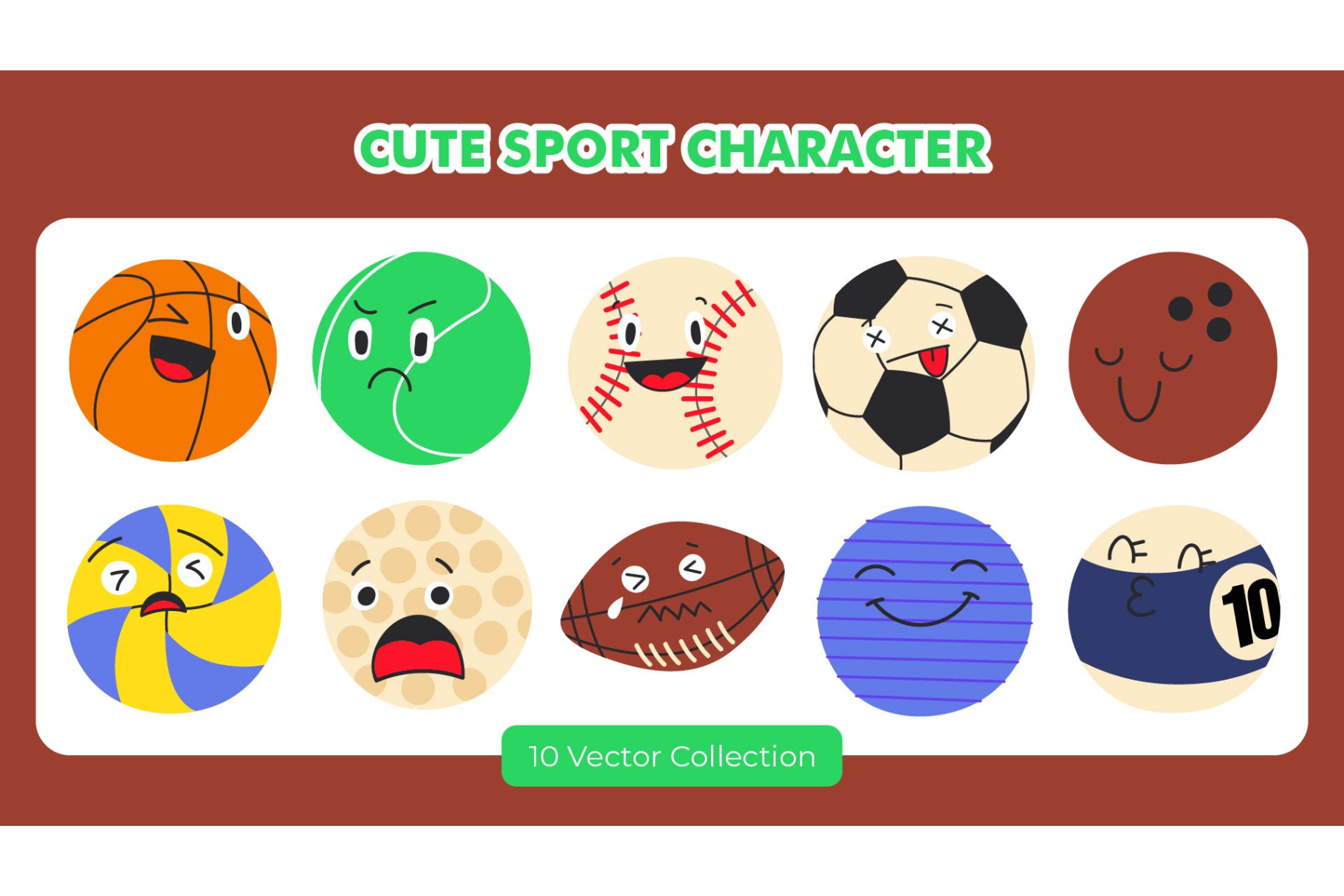 Cute Sport Character Vector Set, a Sport Illustration by Creathub Studio