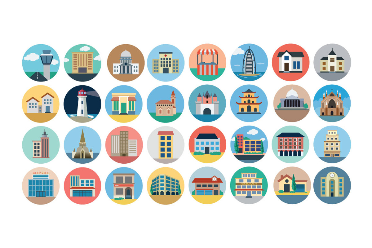 75+ Flat Building Icons, an Icon by Creative Stall | Creative Market