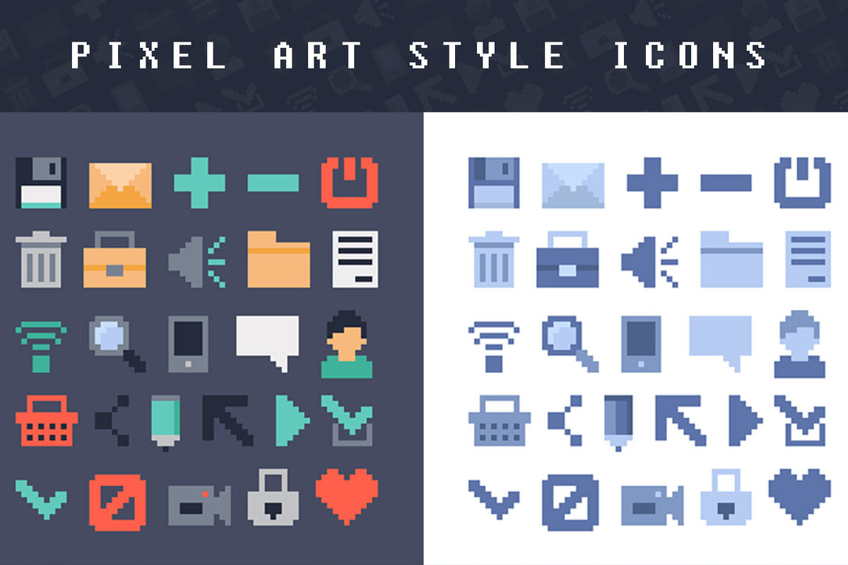 Pixel art style vector icons, an Icon by KatPush