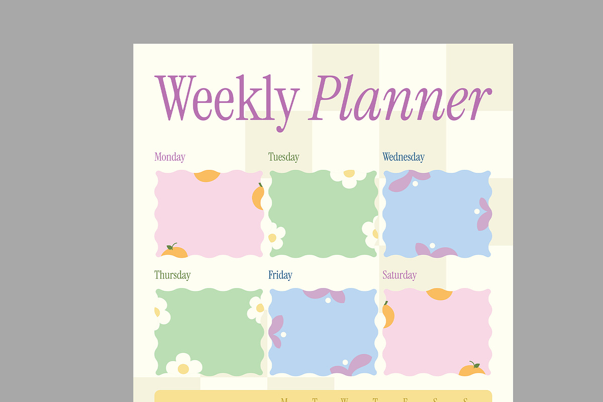 Pastel Cute Daily Weekly Planner, a Stationery Template by Neermana