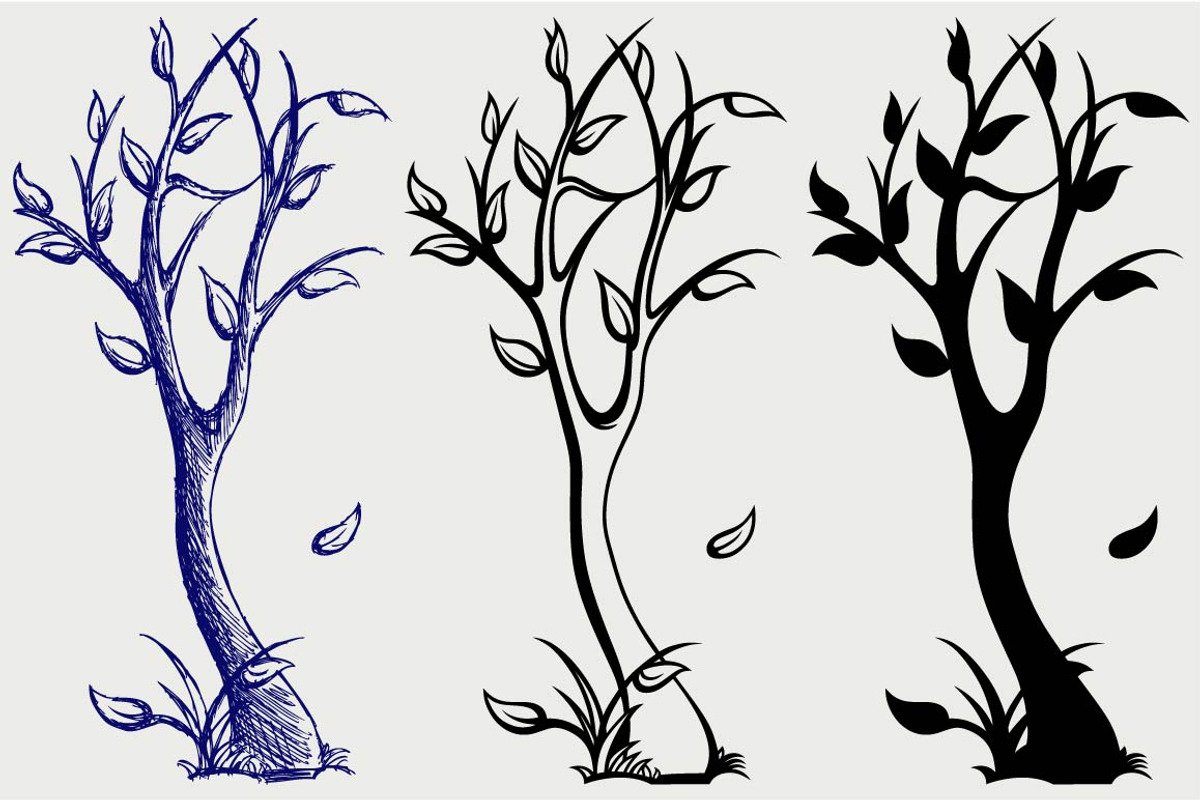 Trees with deciduous SVG, an Outline Icon by LineworkStock | Creative ...