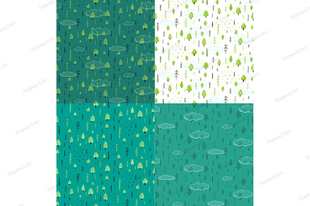 Scratchy Trees Seamless Pattern, Set, a Pattern Graphic by Popmarleo Shop