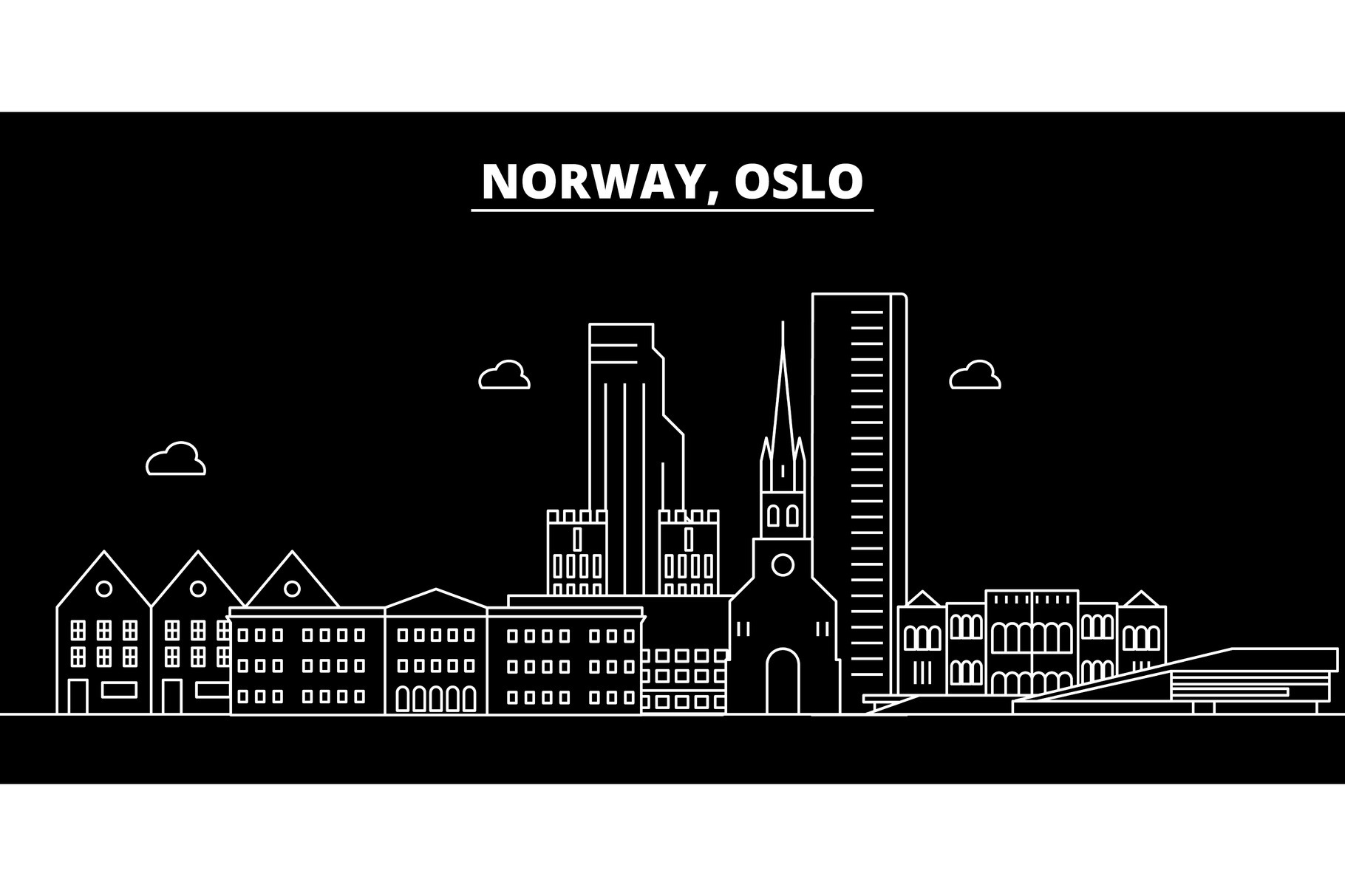 Oslo silhouette skyline. Norway - Oslo vector city, norwegian linear ...
