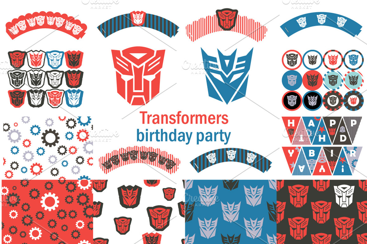 Transformers Birthday Party Package, a Templates & Theme by Lytvynenko Anna