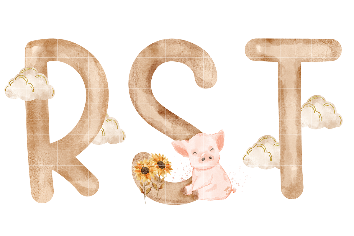 Farm alphabet clipart, an Animal Illustration by TheHappyGiftArt