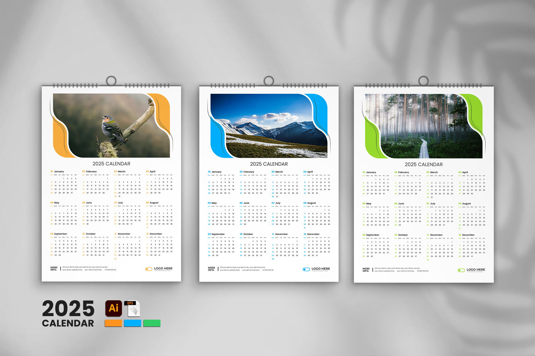 2025 one page calendar design, a Stationery Template by Tanmoy Topu