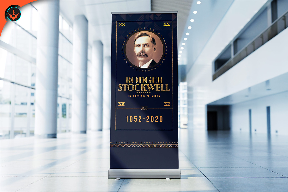 Art Deco Funeral Roll Up Banner, a Templates & Theme by SeraphimChris