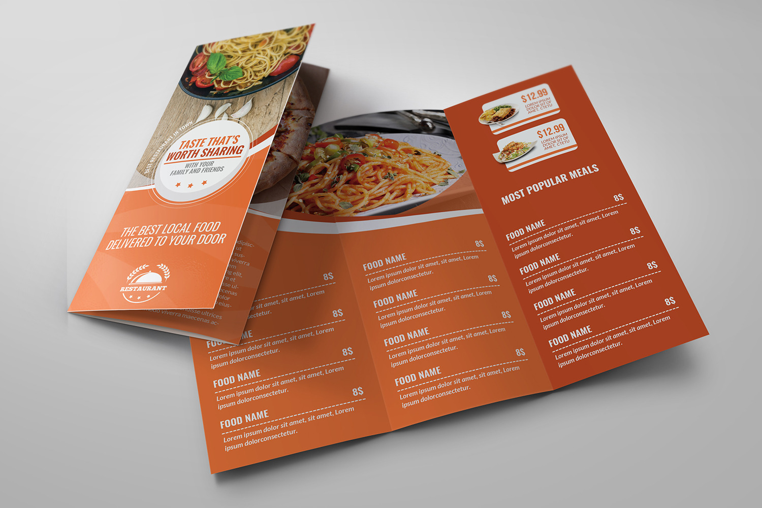 Restaurant Food Menu Tri-Fold Brochuer | Creative Market