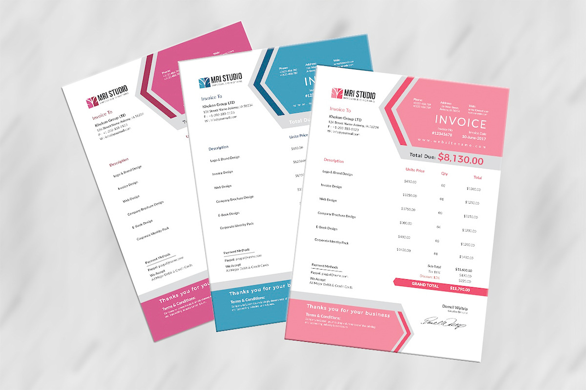 Creative Invoice Template, a Stationery Template by MRI STUDIO