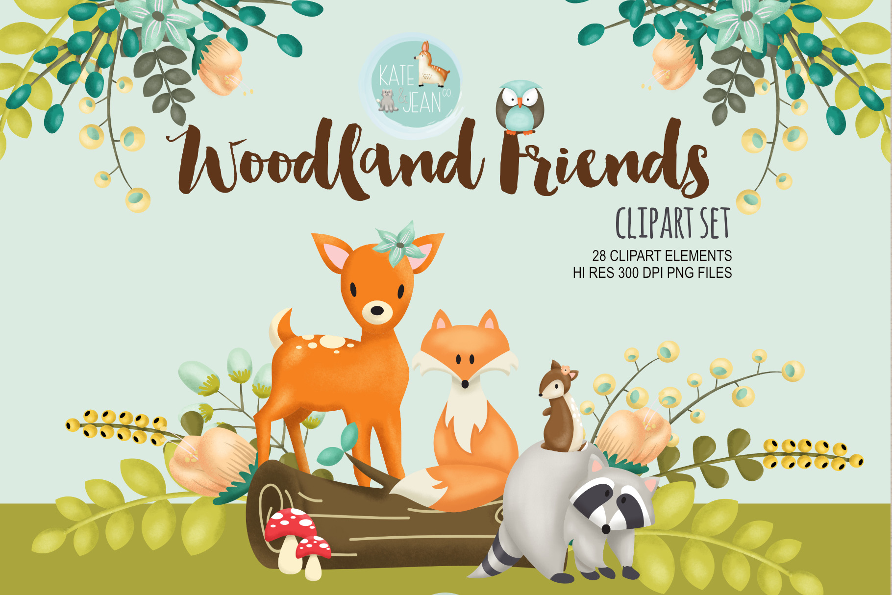 Woodland Animal Friends Clipart Set, an Animal Illustration by ...