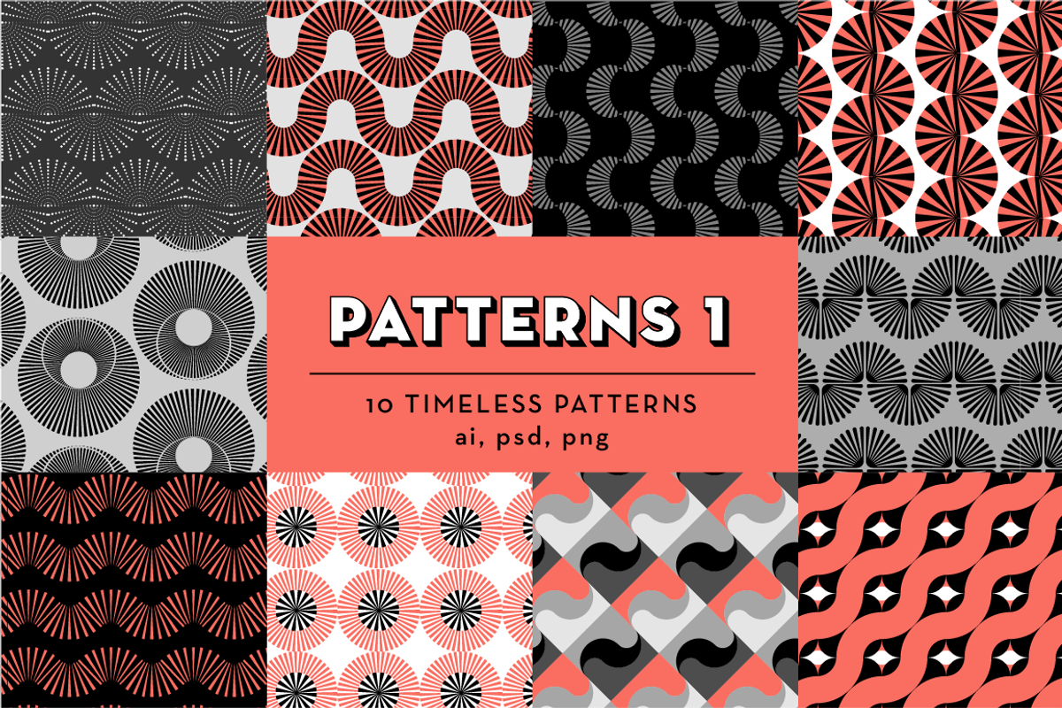 PATTERNS 1: 10 Geometric Patterns, a Pattern Graphic by kloroform