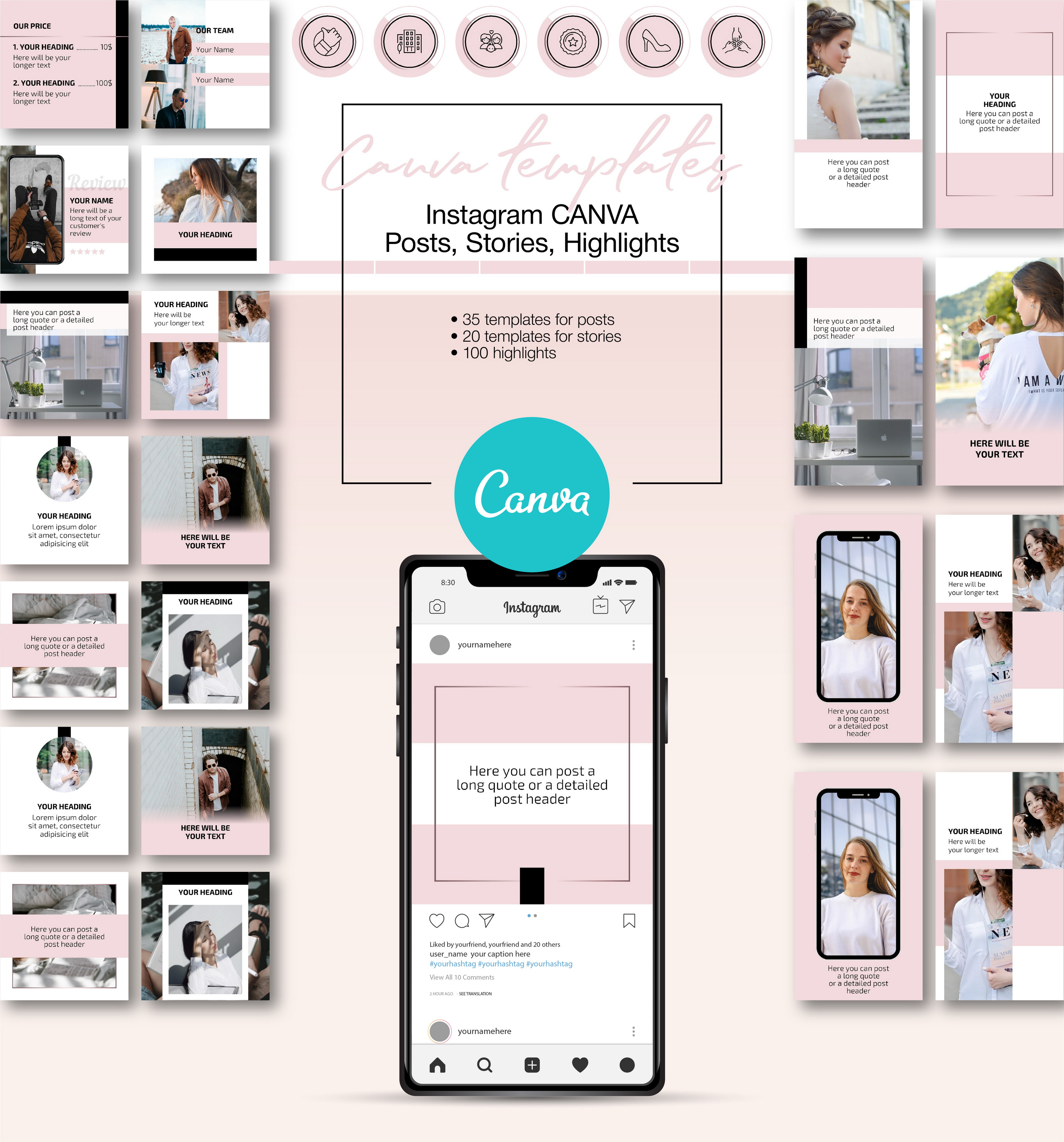 Pastel CANVA Instagram Templates, a Social Media Template by Kopetu