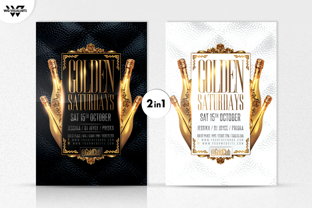 2in1 GOLD CLASSY VIP Flyer Template, a Flyer Template by WG DESIGN