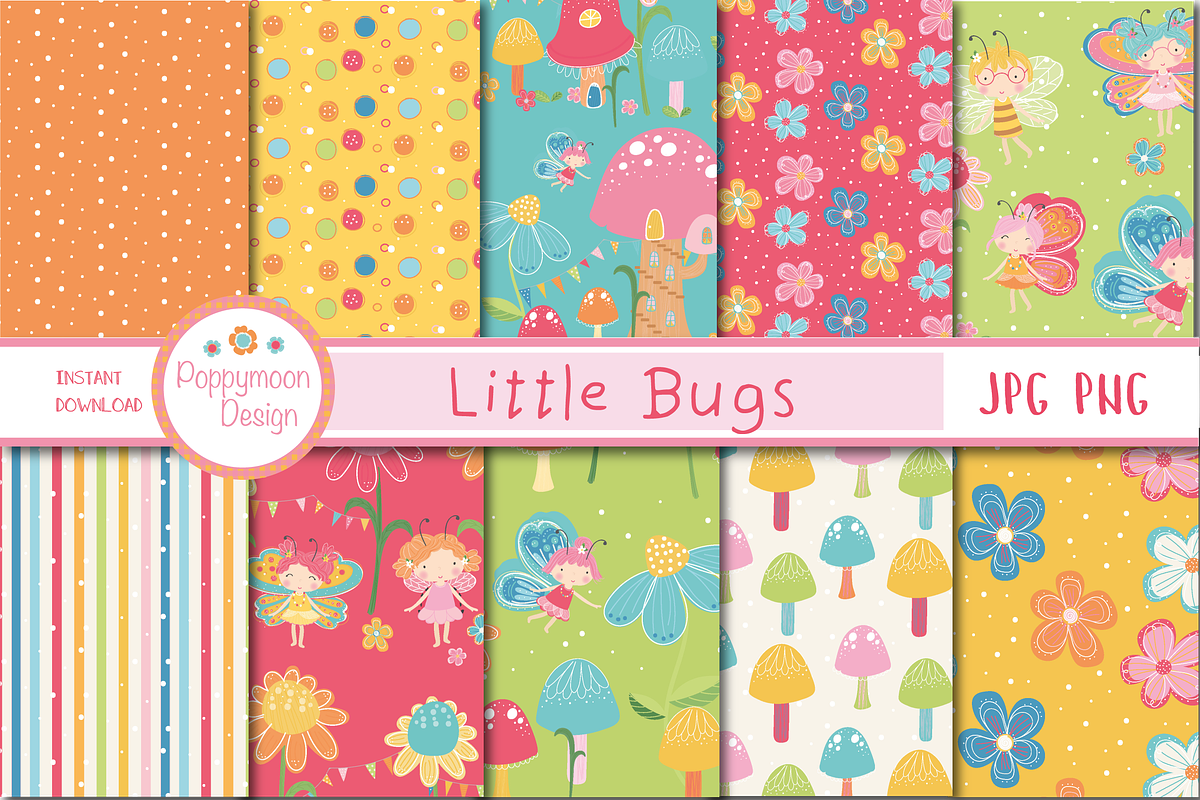 Little Bugs paper, a Pattern Graphic by Poppymoondesign