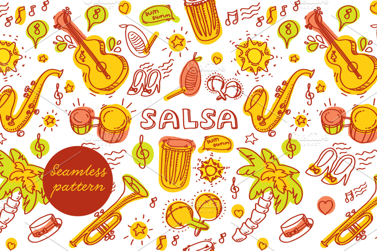 Salsa pattern and 3 templates, a Pattern Graphic by Olyzel | Creative ...