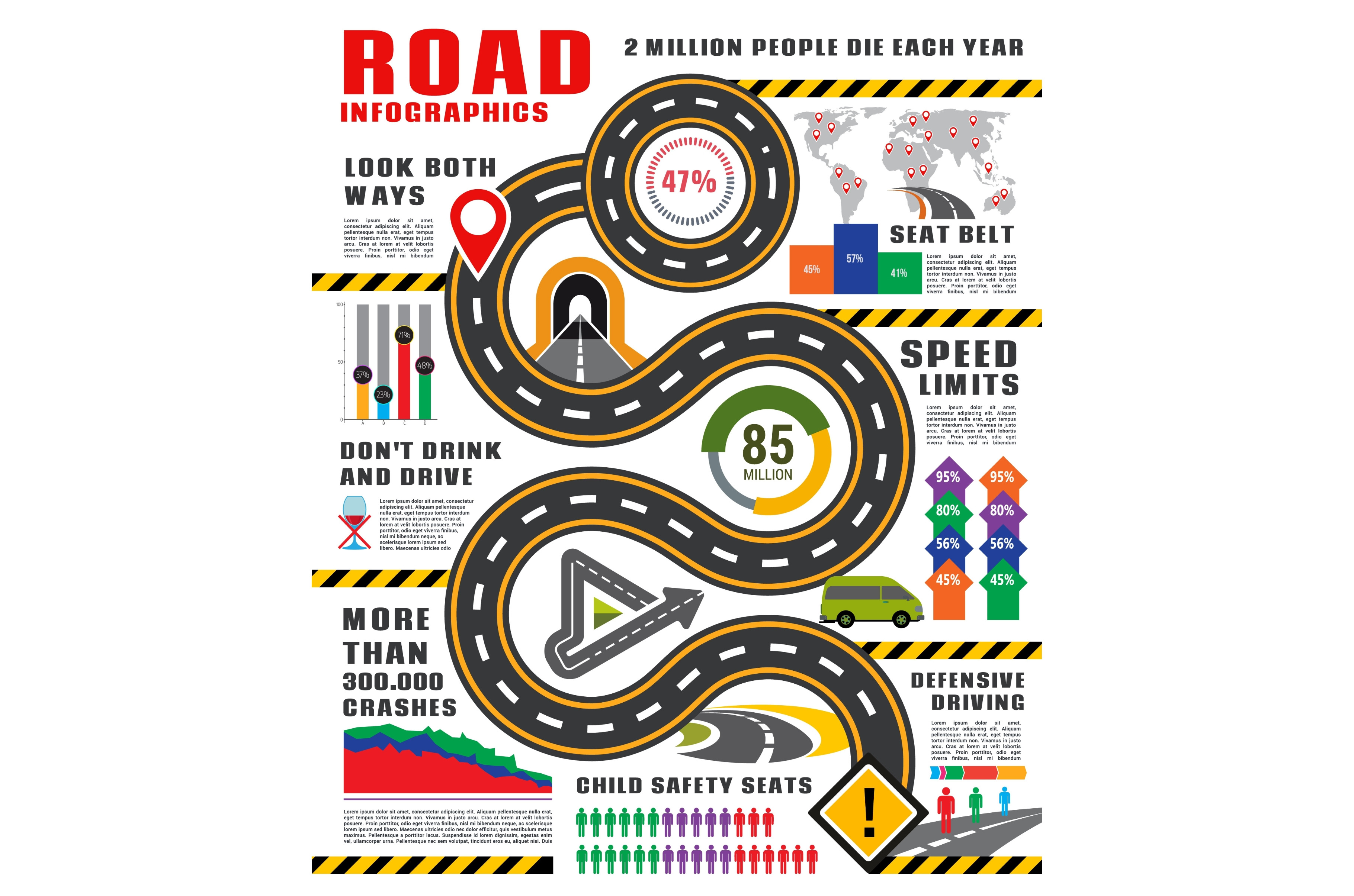 Road transport infographics, a Transportation Illustration by Vector ...