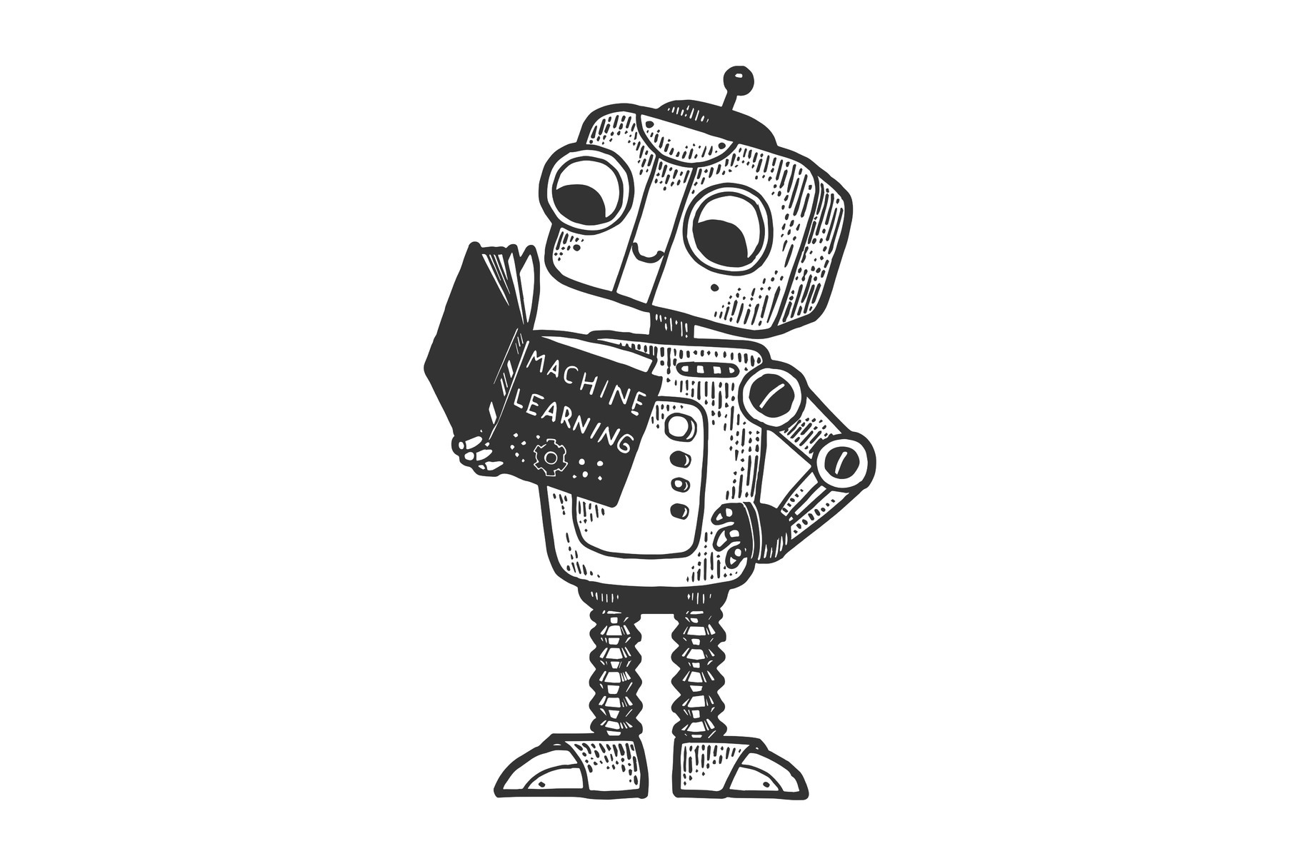 Robot child with book sketch | Education Illustrations ~ Creative Market