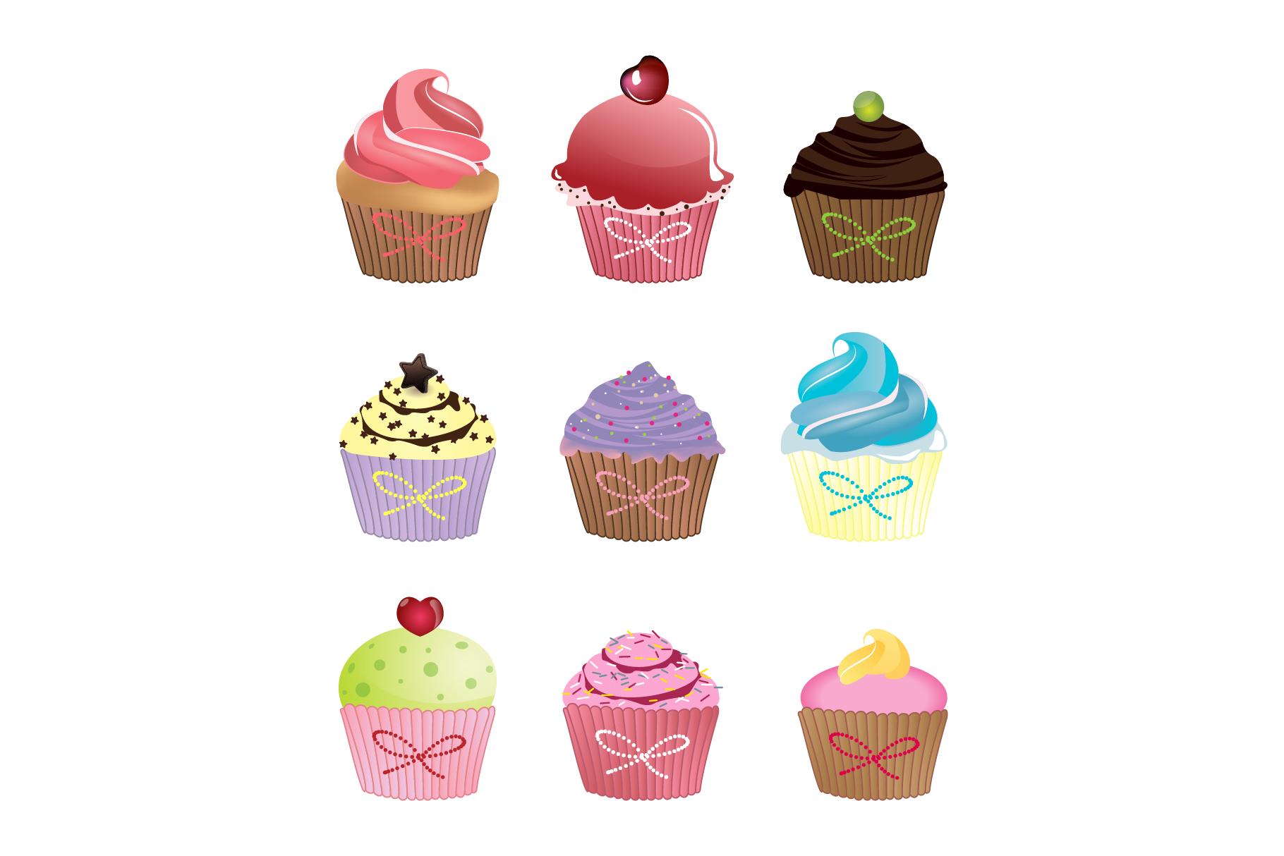 Cute Cupcakes Vector Set, an Object Graphic by Mohit Designer