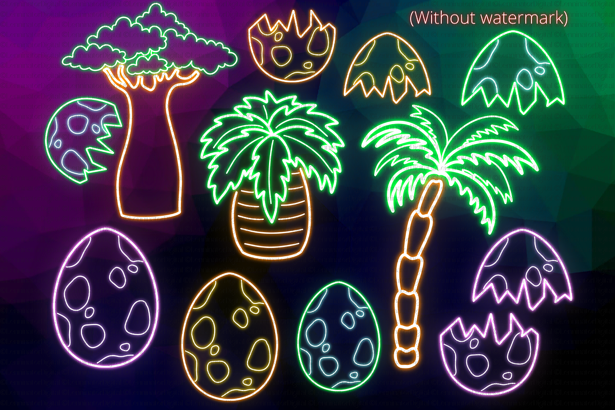 Neon Dinosaur PNG Clipart, an Education Illustration by Lenninator Digital