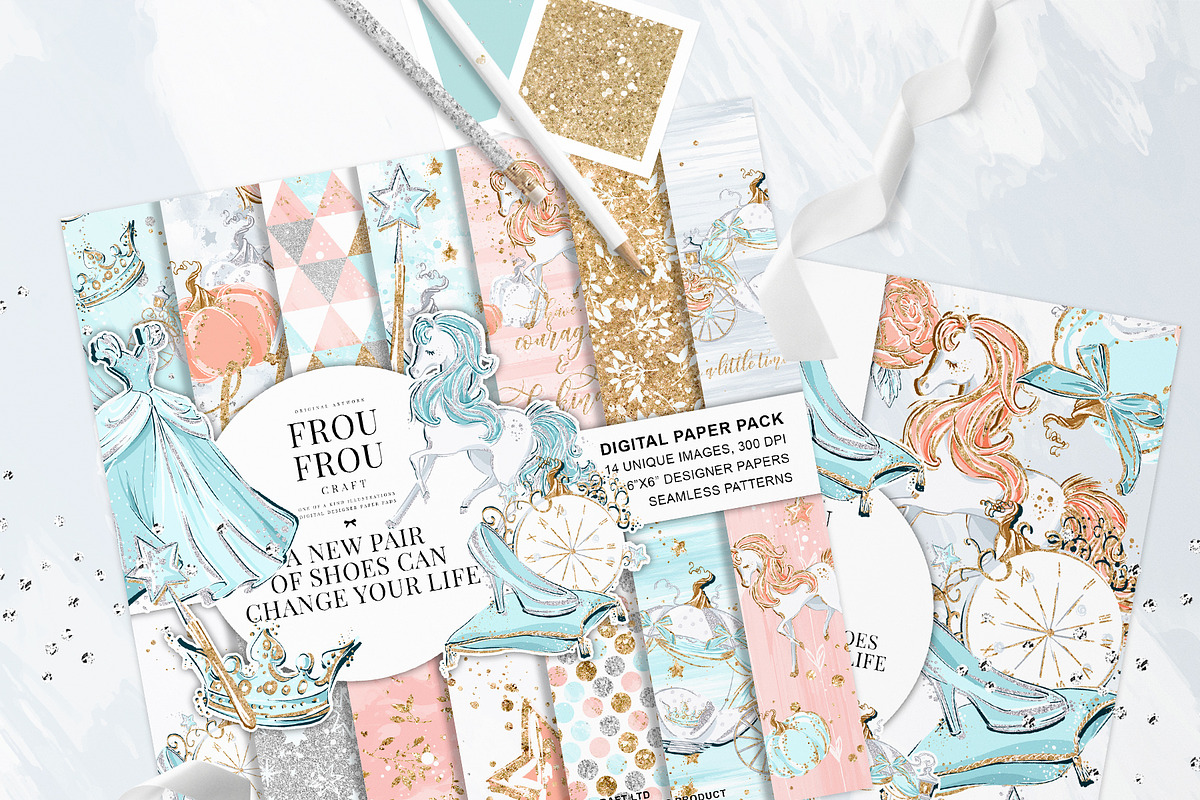 Cinderella Fairy Tale Paper Pack, a Pattern Graphic by Frou Fou Craft