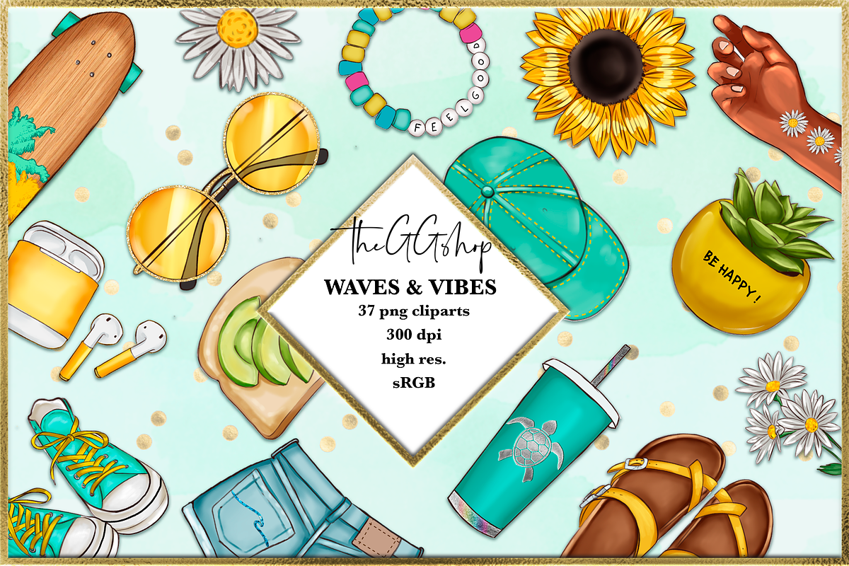 Summer clipart set, an Illustration by The GG Shop