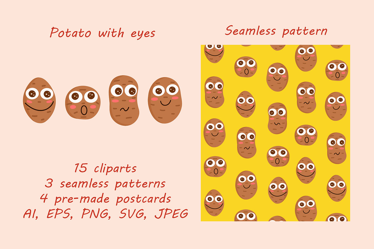 Funny potato characters collection | Creative Market