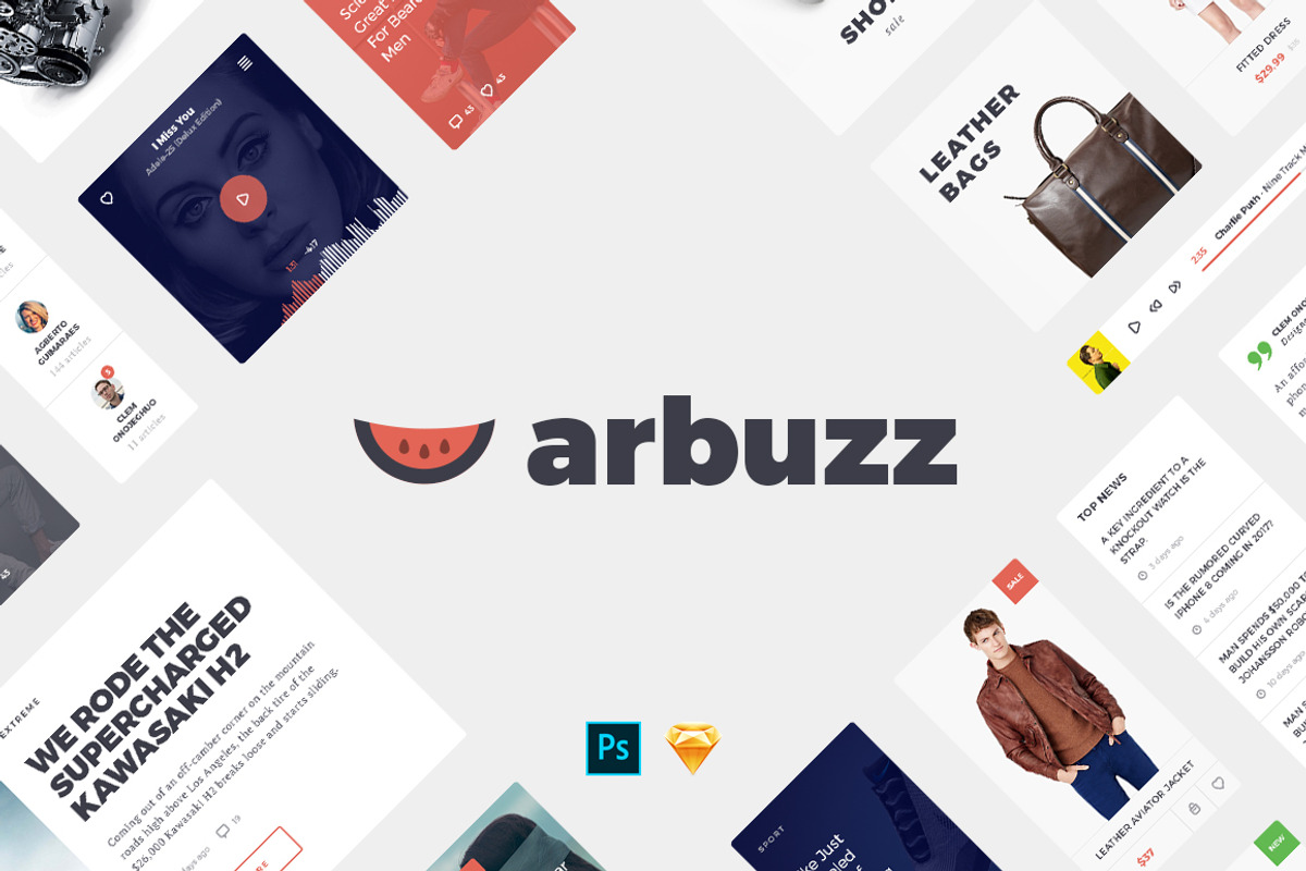 Arbuzz UI Kit, an UI Kit Template by BlaeberryTeam | Creative Market